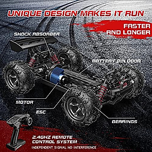 RÄDER DRÜCKE RC Cars-1:18 Scale 45+KM/H High Speed RC Car Hobby Grade Remote Control Car 4x4 Off Road Monster Car, All Terrain Waterproof Toys for Kids Adults with 2 Rechargeable Batteries