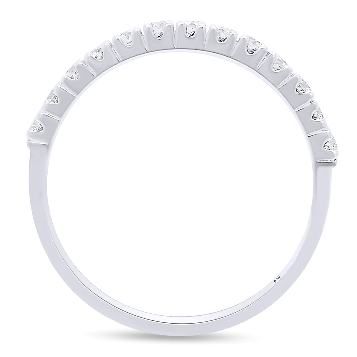 SAVEARTH DIAMONDS 0.4CTTW G-H 2.26MM Width Moissanite Lab Created Diamond Lab Created Diamond Half Eternity Wedding Band Ring In Sterling Silver for Women Ring Size-7