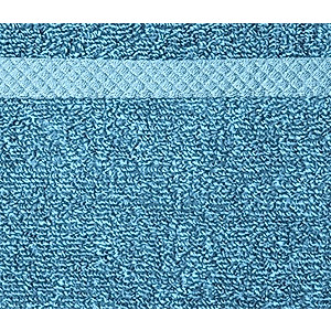 Amazon Basics Cotton Washcloths, Quick-Dry, 12" x 12", 12-Pack, Lake Blue