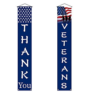 Thank You Veterans Hanging Banner Memorial Day Veterans Day American Flag Patriotic Decoration