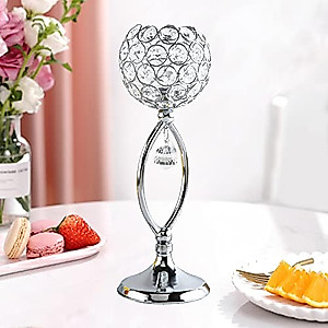 Baoblaze Crystal Candelabrum for Decorative Items, Candle Shelf for Party, Household Accessories, Durable, Silver