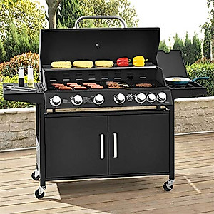 WSN Patio Garden Barbecue Grill, Classic Liquid Propane Gas Grill, with Two Foldable Shelves and Universal Wheels,B