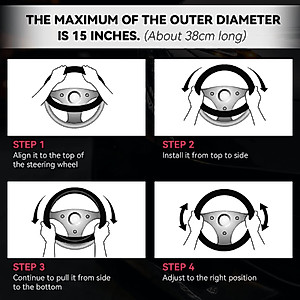 Limsas Boho Steering Wheel Cover Elastic Microfiber for Women, Universal Fit 15 inch Car SUV, Hippie Style Protector Cover, Anti-Slip, Breathable, Absorbing Sweat - 01