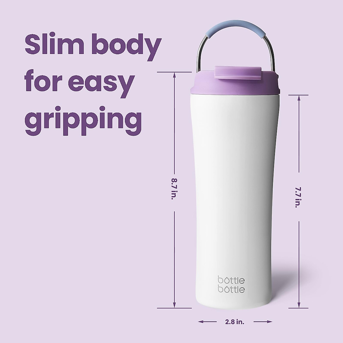 BOTTLE BOTTLE Insulated Coffee Tumblers with Dual-use Lid and Straw Double Walled Iced Travel Coffee Mug for Woman and Man 18 oz Stainless Steel Tumbler with Handle(Snow)