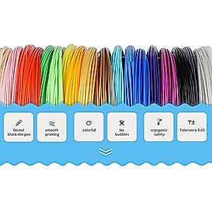 1 Set of 20 Pcs 3D Pen Filament Refills for Low Temperature 3 D Pen PCL Filament Refills 16.4 Feet for Each Color 3 Dimensional Printing Pen Filament Refills 1.75mm