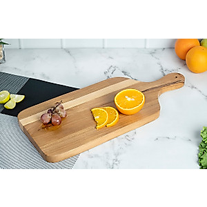 Wood Cutting Board with Handle - Wooden Cheese Board, Mothers Day Gifts, Kitchen Chopping Boards for Bread Meat Fruit Cheese Cutting boards Serving Board Butcher Block Charcuterie Platter, 17" x 7"