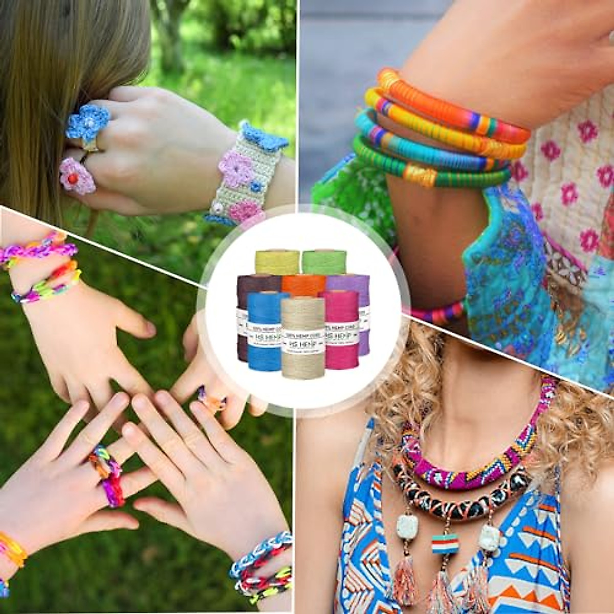 NS HEMP 100% Hemp Cord, Jewelry Making, 0.5mm, 120 Meters (400feet) (26 Natural)