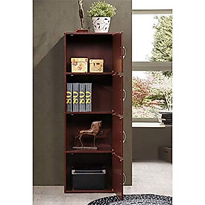 Pemberly Row 4 Shelf 4 Door Bookcase in Mahogany