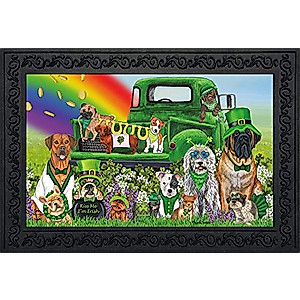 Briarwood Lane Lucky Pups St Patricks Day Door Mat - 30" x 18" - St Patricks Day Door Mat Outdoor - St Patricks Door Mat Door Mat Inserts St Patricks Day Outdoor Mat