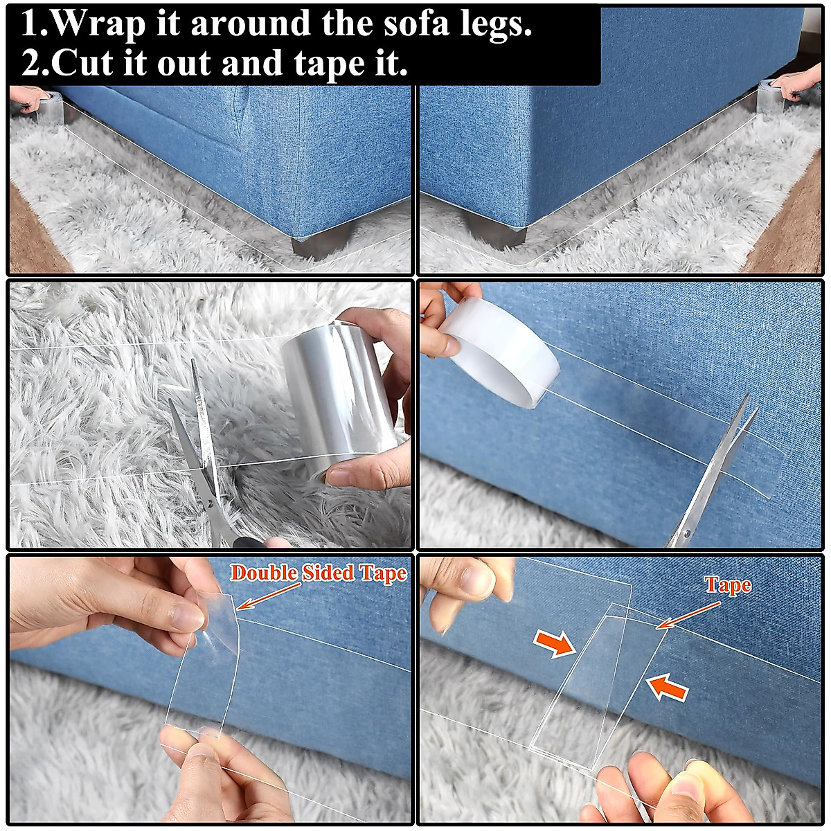 Sopicoz 32.8 Feet Clear Under Couch Blocker, 3 inch high PVC for Furniture Bed Sofa Sectional Cabinet Blocker Gap Bumper Stop Toys Going Under Sofa