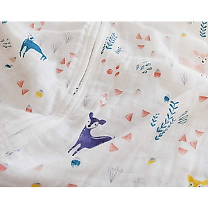 1st Laugh 100% Cotton Muslin Baby Sleeping Sack Bag, for Boy and Girl (Deer, Large)
