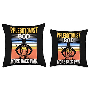Funny Phlebotomy Technician Gifts For Father's Day Phlebotomist Like A Dad BOD Phlebotomy Tech Nurse Throw Pillow, 16x16, Multicolor