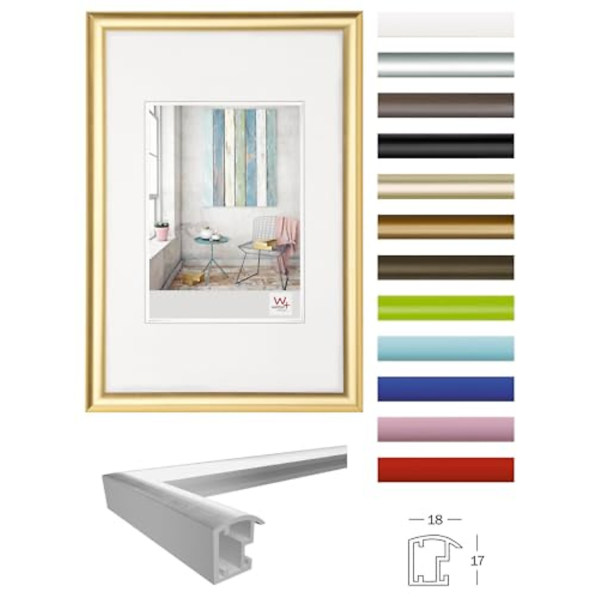 walther design Picture Frame Black 40 x 60 cm Twin Pack, Trendstyle Plastic Frame KP460BD