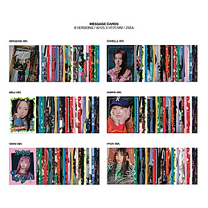 NewJeans - 1st Single [OMG] (Message Card Ver - NEWJEANS Ver) Out Box + Message Cards + Photobook + Lyrics + CD + Photocards + Sticker + 1 PVC Card