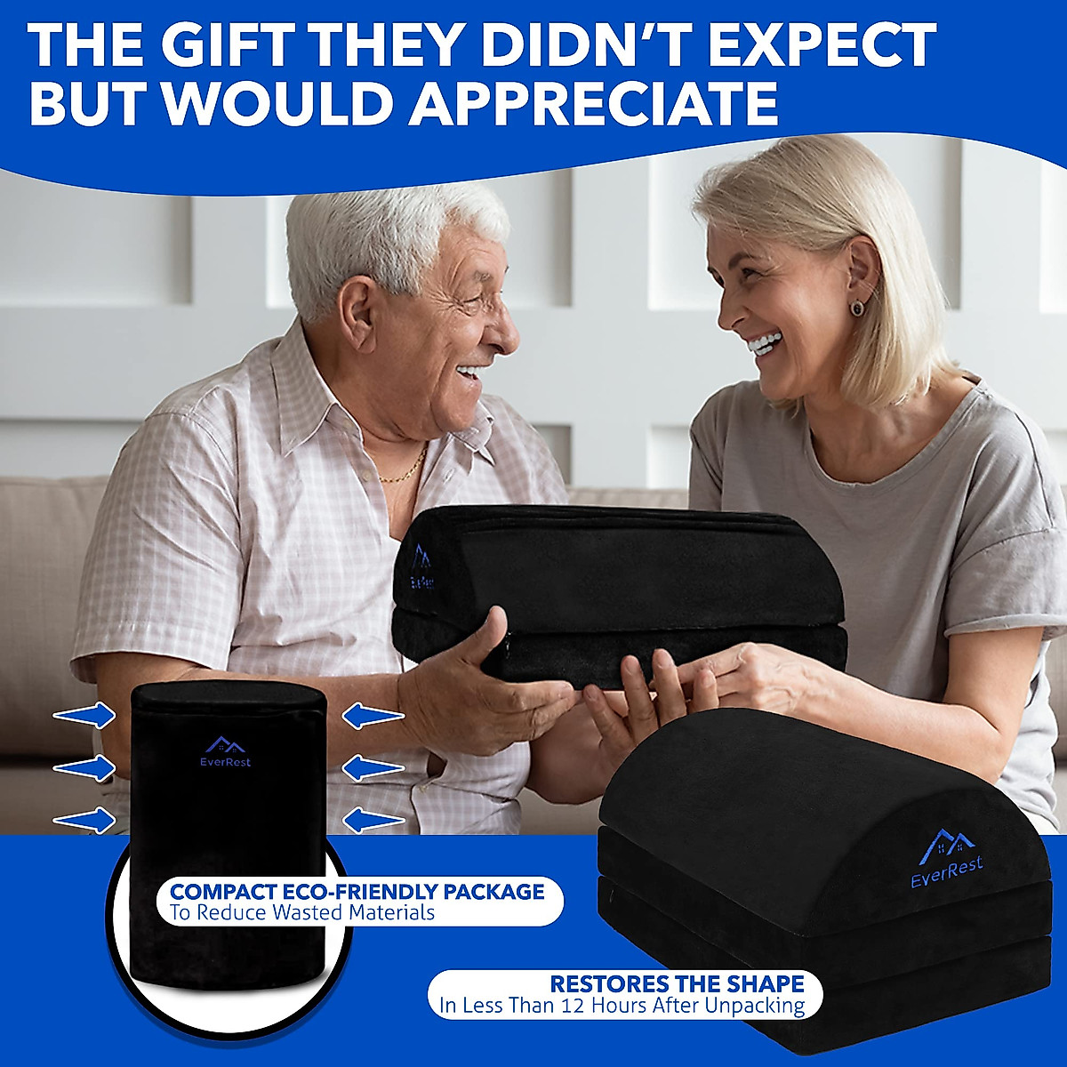 EverRest Foot Rest for Under Desk at Work - Warm Cozy Feet Pocket - Tall Adjustable Footrest for Gaming Computer Chair - Ergonomic Foot Rest Stool Pillow Back Pain Relief Office Footrests 3 Heights