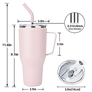 Zenbo Mug Tumbler 40 oz–Stainless Steel Vacuum Insulated Mug with Handle,Lid and Straw,Keeps Drinks Cold up to 34 Hours – Sweat-Proof Body, Dishwasher Safe
