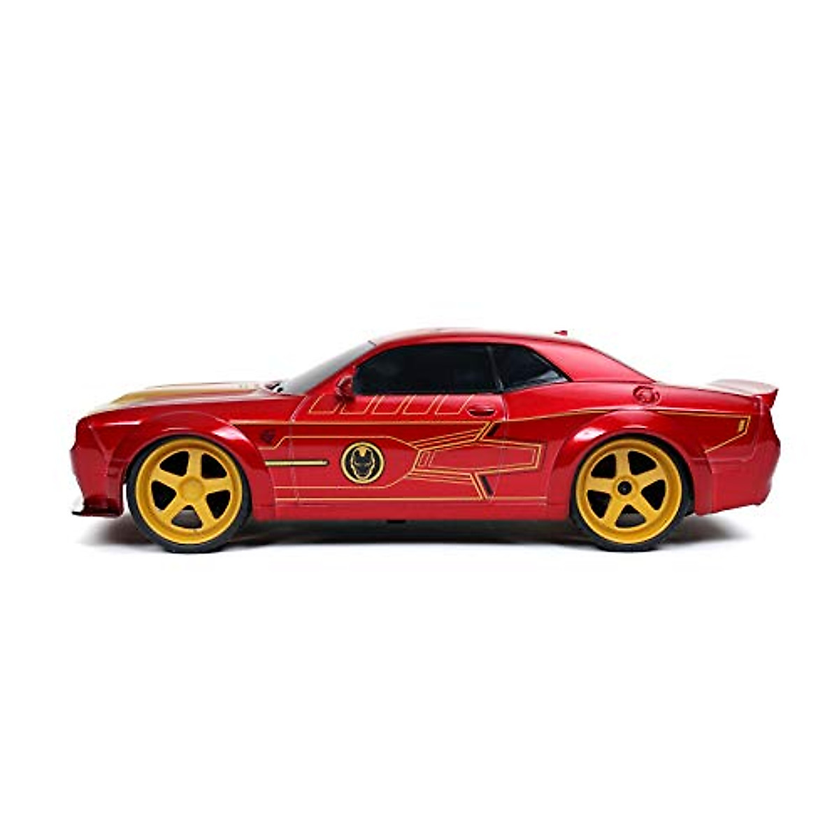 Jada Toys Marvel 1:16 Iron Man 2019 Dodge Challenger SRT Hellcat RC Remote Control Car 2.4GHz, Toys for Kids and Adults, Red
