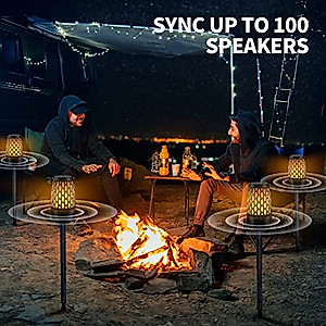 Vanten 2 Packs 10W Outdoor Bluetooth Speakers, Bluetooth 5.3 Led Flame Speaker, Sync up to 100 Wireless Portable Speaker with Stake and Hook, IPX6 Waterproof Bluetooth Speakers for Home Patio Party