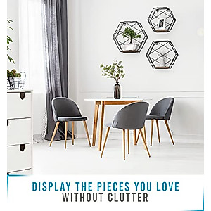 Comfify Industrial Wall Mounted Honeycomb Floating Shelves Set of 3 Decorative Hexagon Metal Wire Shelves – Large, Medium and Small - Modern Shelves for Home, Office and More - Rustic Brown