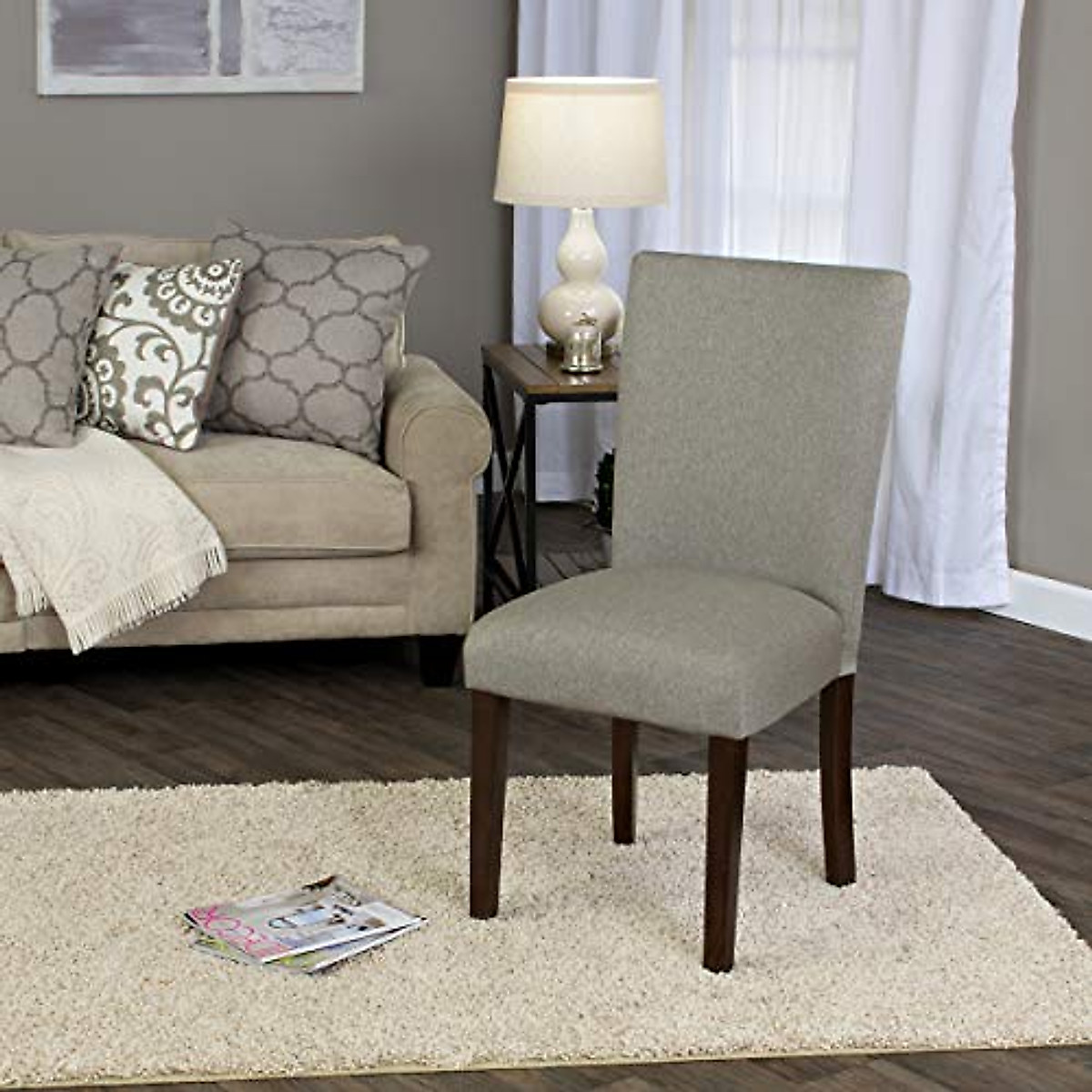 HomePop Parsons Classic Upholstered Accent Dining Chair, Single Pack, Grey