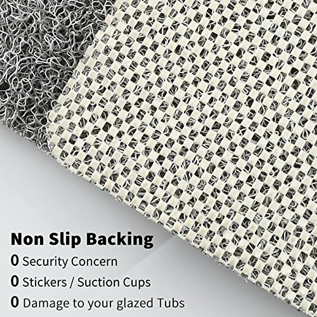 Rzoysia 0.6" Thick No Suction Cups Non Slip Shower Mat, 16"x27.5", Two Colors Design Anti-Dirty Bathtub PVC Loofah Massage Foot Mat for Bathroom, Quick Drying, Anti-Fatigue