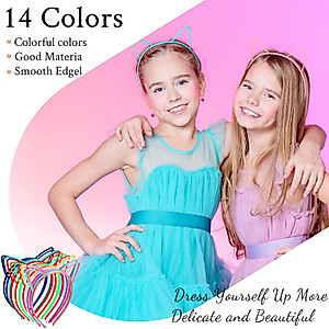 Chunyin 70 Pcs Cat Ears Headband for Kids Girls Women Plastic Headbands, 14 Colors (5 Pieces for Each Color)