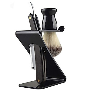 1 Piece Shaving Razor Brush Holder Stand Acrylic Shaving Razor Brush Holder Shaving Brush Stand for Razor Storage Men's Shaving Tool, Black