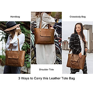 S-ZONE Women Genuine Leather Tote Bag Bundle with Elegant Shoulder Bucket Purse