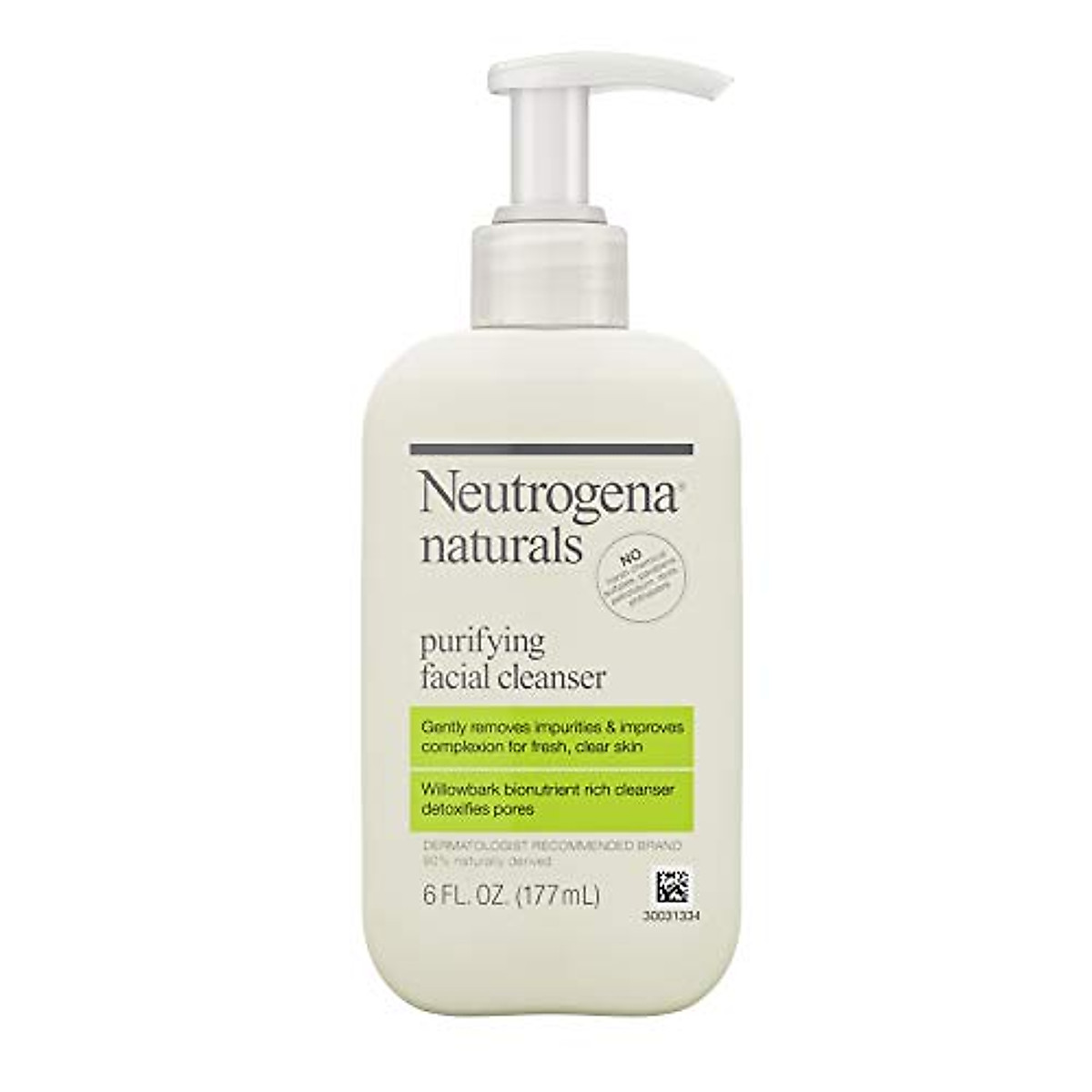 Neutrogena Naturals Purifying Daily Facial Cleanser with Natural Salicylic Acid from Willowbark Bionutrients, Hypoallergenic, Non-Comedogenic & Sulfate-, Paraben- & Phthalate-Free, 6 Fl Oz