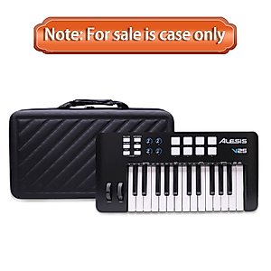 LTGEM Controller Case for Alesis V-Mini - 25-Key USB MIDI Keyboard Controller, Hard Storage Travel Protective Carrying Bag
