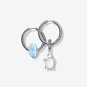 Murano Glass Pink Sea Turtle Dangle Charm 925 Sterling Silver Pendant,Girl Jewelry Beads Gifts for Women Bracelet&Necklace A0043-2