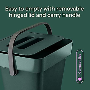 Kitchen Compost Bin - Small Compost Bin - 5L Food Waste Caddy with Removable Lid and Handle, Countertop Kitchen Food Bin, Hanging Compost Bin Kitchen, Easy Clean Compost Caddy
