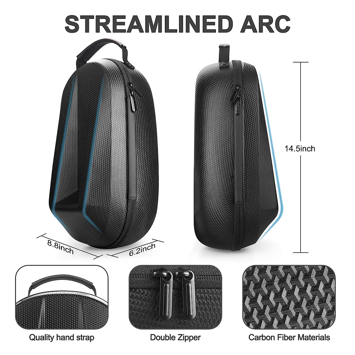 Esimen Carrying Case for Oculus Quest 2 with Head Strap - Hard Protection Case and Lightweight Travel Case with Starter Kit, Face Cover, and Silicone Controller Cover(Black Case Set Accessories)