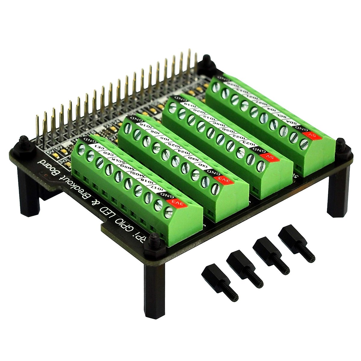 HCDC RPi GPIO Status LED & Terminal Block Breakout Board HAT for Raspberry Pi A+ 3A+ B+ 2B 3B 3B+ 4B