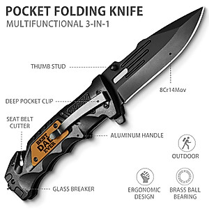 NedFoss Personized Pocket Knife for Dad with engraved BEST DAD EVER, Customized Pocket Folding Knife for Men, Gifts for Dad, Birthday Gifts Ideas from Daughter Son