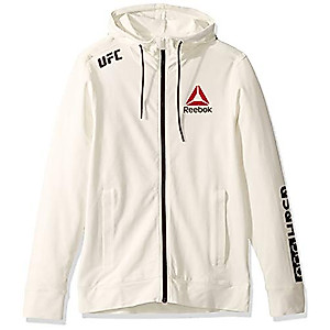 UFC Reebok Men's Walkout Hoodie, Chalk/Black, Large