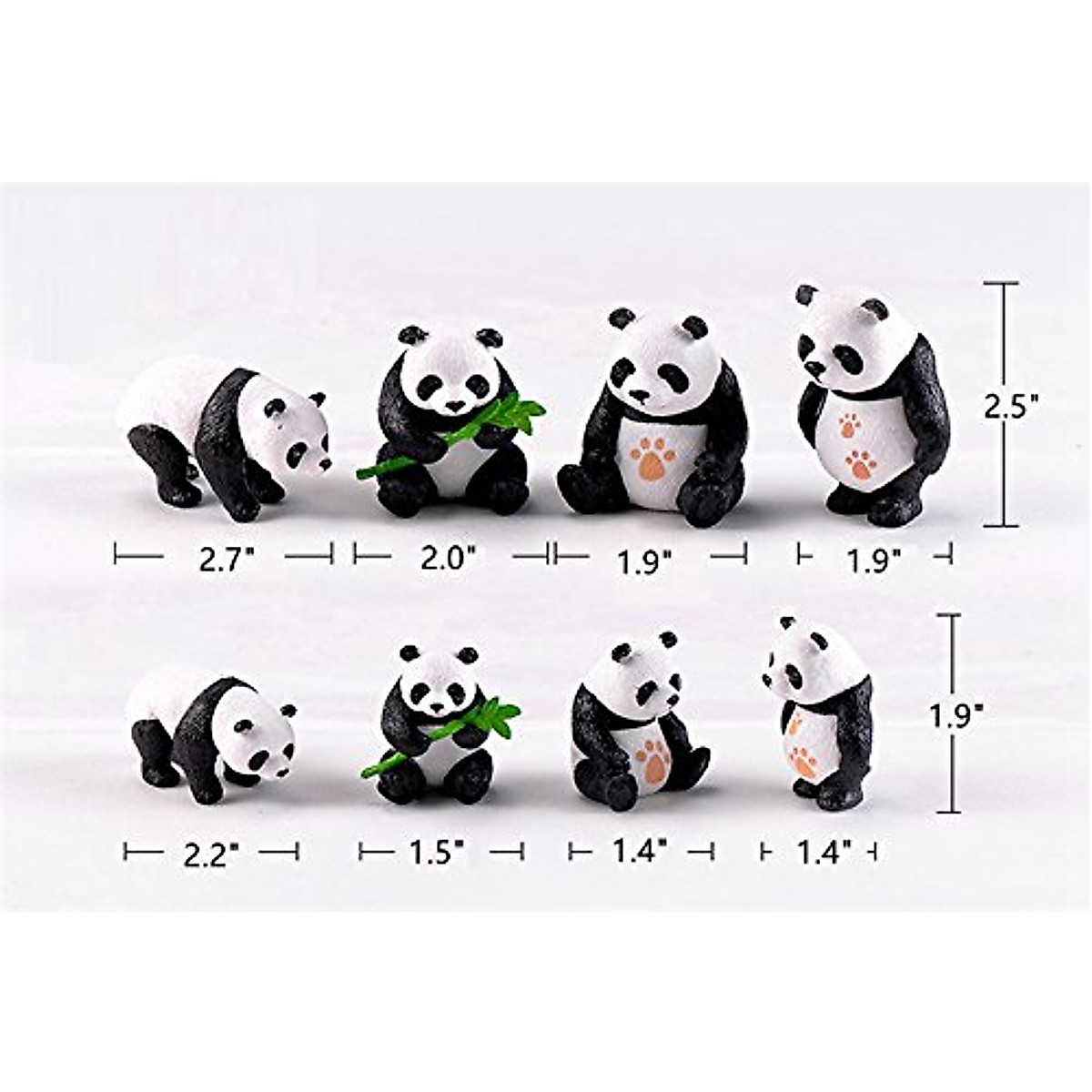 BoomTeck Miniature Garden Ornaments, 8 Pcs Cute Mini Animal Pandas Ornament DIY Kits for Fairy Garden Bonsai Dollhouse Succulent Decor Home Decoration