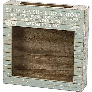 Primitives by Kathy 38437 Slat Wood Holder, 10" Length x 10" Height x 2.50" Width, Every Shell Has A Story