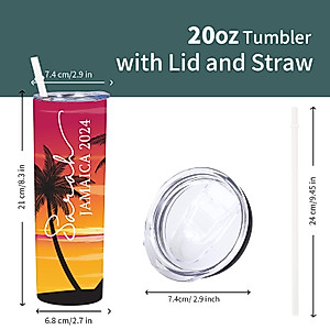 Personalized Family Vacation Tumblers With Name, Custom Palm Tree Beach Skinny Coffee Tumbler, Girls Trip Cups With Lid And Straw, Customized Group Destination Vacation Matching Cup