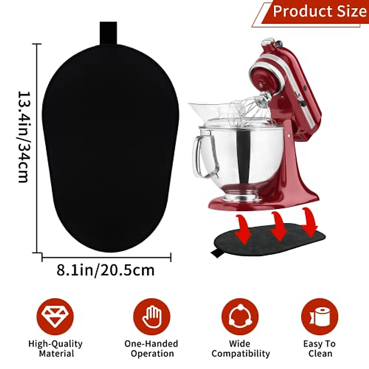 Sliding Mat for Kitchenaid Mixer with Black Kitchen Accessory,Mover Slider Mat Pad for 5-8 Qt Bowl Lift Stand Mixer, Kitchen Appliances Slider Mat, Kitchen Aid Mixers Accessories