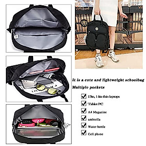 Scioltoo Backpack Cute Purse Womens Mini Nylon Backpack Laptop Bookbag Black A-Black