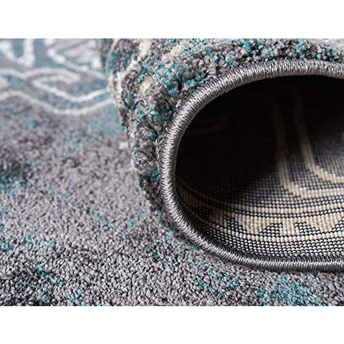 Unique Loom Aurora Collection Over-Dyed, Abstract, Botanical Southwestern, Transitional Area Rug, 2 ft x 3 ft, Gray/Ivory