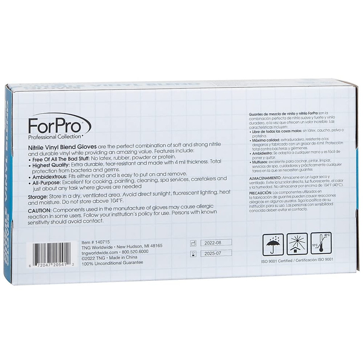 ForPro Professional Collection Disposable Nitrile Vinyl Blend Gloves, 4 Mil Extra Protection, Powder-Free, Latex-Free, Non-Sterile, Food Safe, Blue, Small, 100-Count