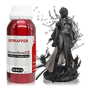 Reprapper ABS-Like Translucent Black 3D Printer Resin, 405nm Fast UV-Curing 1kgTransparent Black Resin 3D Printing Resin Photopolymer Sensitive Resin for LCD Printer, Clear Black 1000g