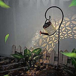 Watering Can with Lights Outdoor Solar Garden LED Light Solar Fairy Lights Decoration Star Shower Garden Art LED Light for Garden Stake Light, for Garden Lawn Patio or Courtyard Decor