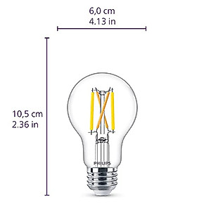 Philips LED Flicker-Free Clear Dimmable A19 Light Bulb - EyeComfort Technology - 800 Lumen - Soft White (2700K) - 8W=60W - E26 Base - Title 20 Certified - Ultra Definition - Indoor - 8-Pack