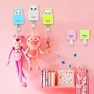 JUHOT Cute Cat Wall Hook, Fun Adhesive Kids Wall Hooks for Boy and Girl Room Bedroom Hanging Towel, Coat, Hat, Scarf, Cloth, Key, Bag, Belt, Toy and More [4-Pack]