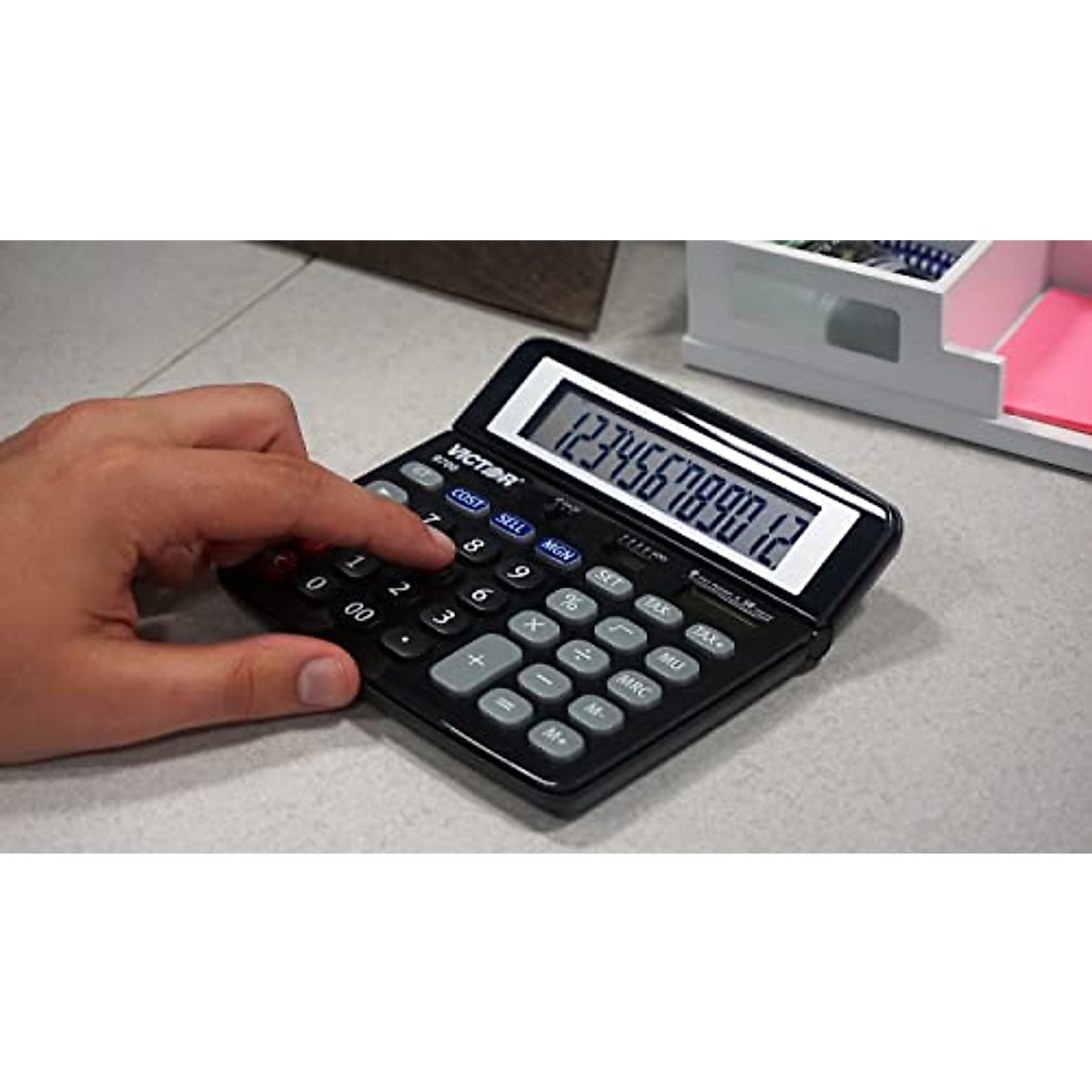 Victor 9700 12-Digit Standard Function Business Calculator, Battery and Solar Hybrid Powered Tilt LCD Display, Great for Home and Office Use, Black