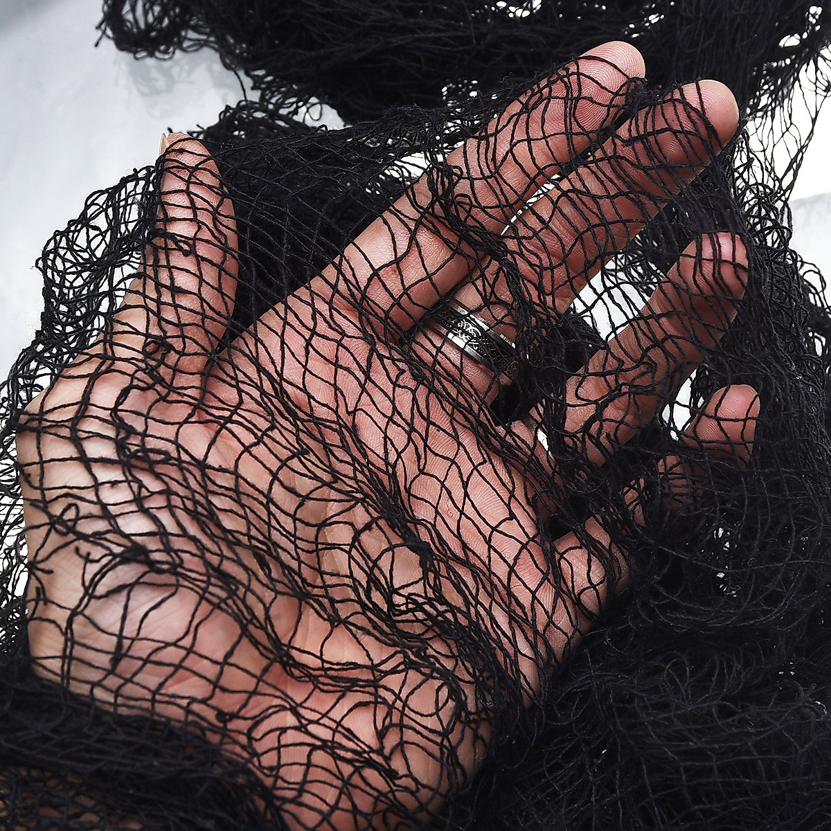 JOVITEC 4 Pack Halloween Creepy Cloth Spooky Fabric Cloth Loose Weave Gauze Freaky Cheesecloth for Haunted Halloween Party Decoration (2 Yards x 30 Inch，Black)