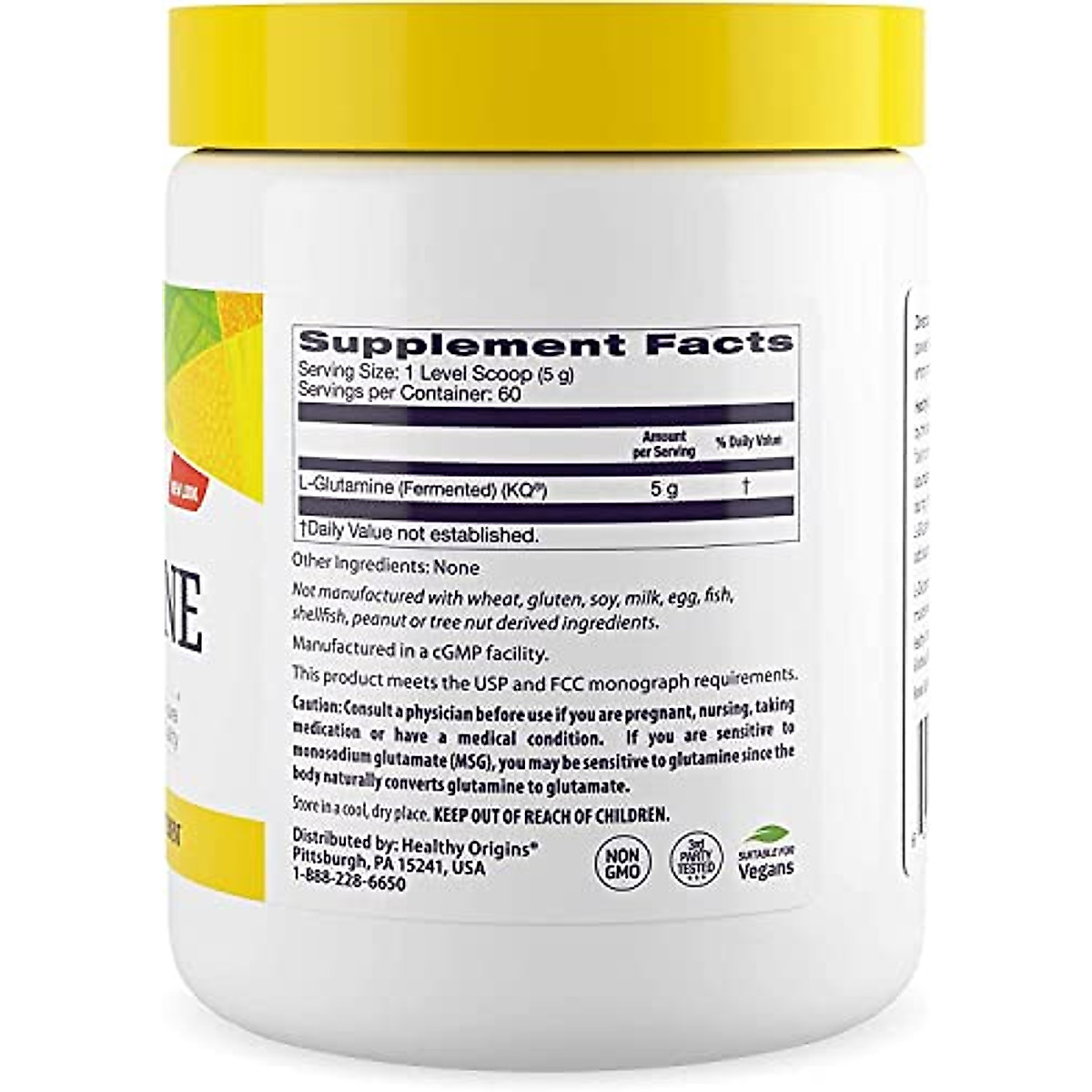 Healthy Origins L-Glutamine Powder, 300 g - Amino Acid & Muscle Strength Support - American-Made L-Glutamine Powder - Immune Support Supplement - Vegan, Non-GMO & Gluten-Free Supplement - 10.6 Oz